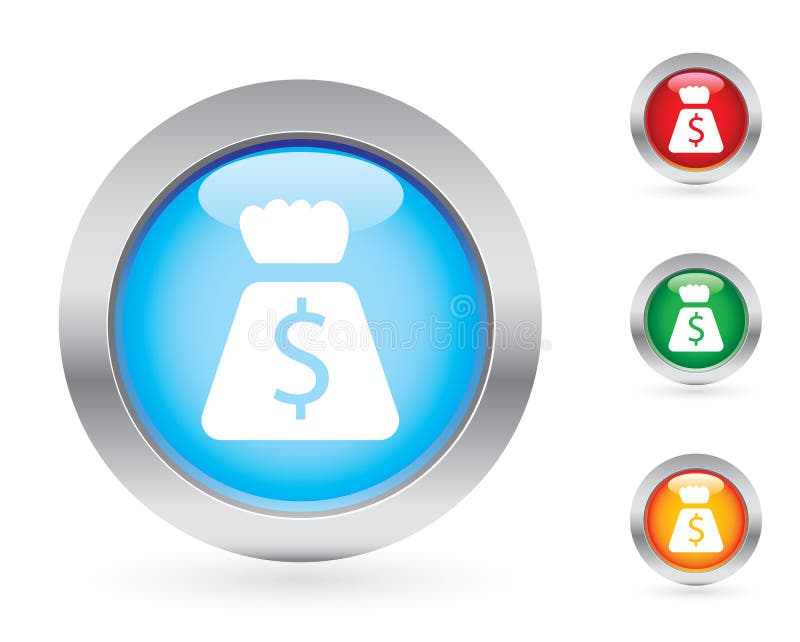 Glossy money button set stock vector. Illustration of purchase - 7009355