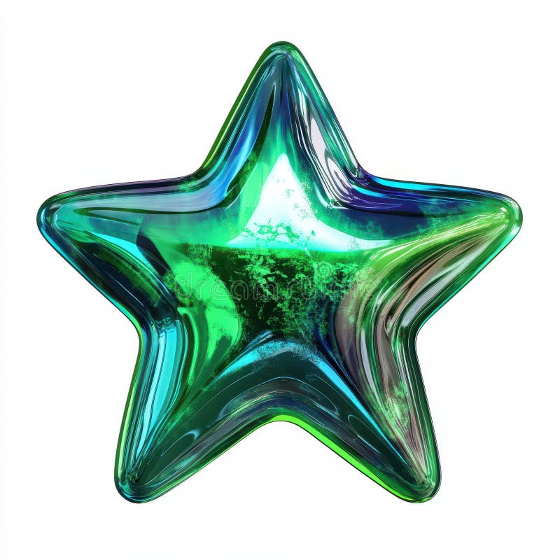 A Glossy, Multicolored Star Shape with Green and Blue Hues, Reflecting ...