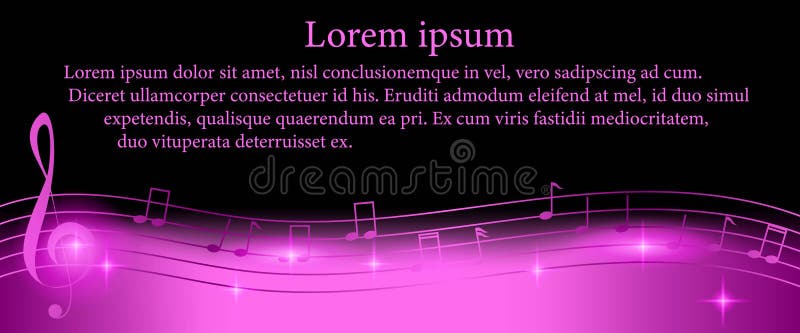Glossy Music Notes Background in Purple on Black Copy Space Stock ...