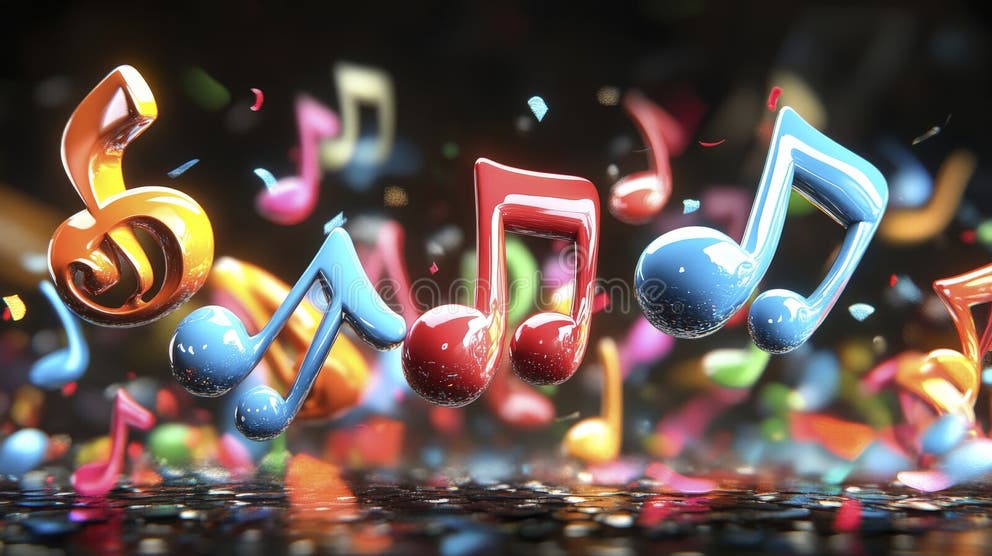 Glossy Musical Notes Burst with Vibrant Celebrations Stock Illustration ...