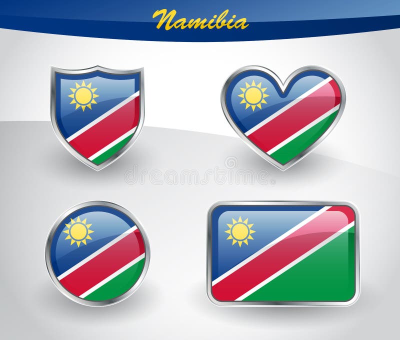 Glossy Namibia Flag Icon Set Stock Vector - Illustration of namibian ...