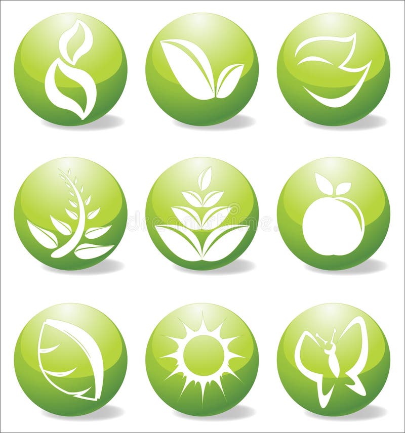 Glossy nature icons stock vector. Illustration of idea - 7802386