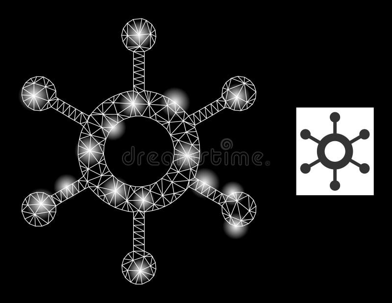 Glossy Net Central Connection Icon with Constellation Lightspots Stock ...