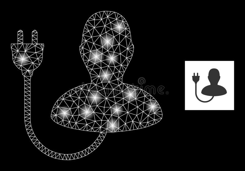 Glossy Network Electric Man Icon with Constellation Lightspots Stock ...