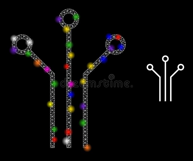 Glossy Network Electronic Connections Icon with Constellation Colored ...
