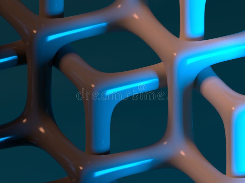 Glossy Octagonal Mesh Over Deep Blue Background. 3d Render Stock ...