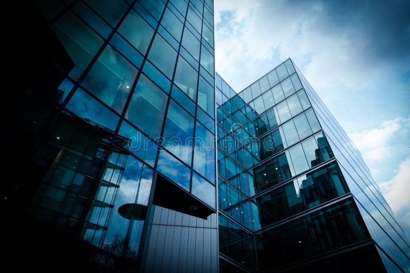 Sun Shines between Glossy Office Buildings Building Stock Photo - Image ...