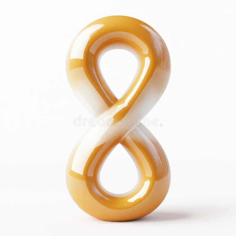 Glossy Amber Number Eight, Infinite Loop Design Stock Illustration ...