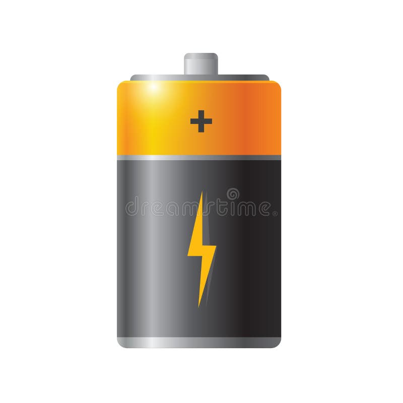 Glossy Orange Battery in Silver Look Stock Illustration - Illustration ...