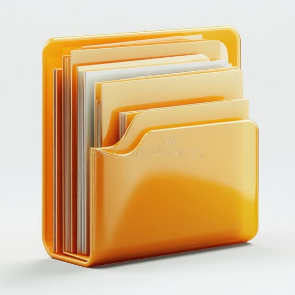 Glossy Orange Folder Icon with Documents 3D Render AI-generated. Stock ...