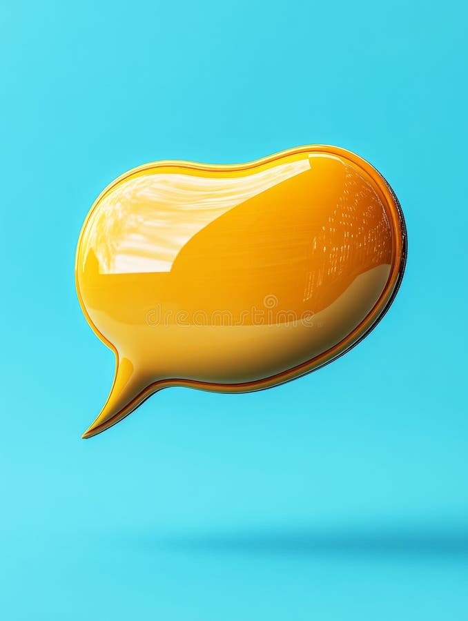 Glossy Orange Speech Bubble on a Blue Background Stock Image - Image of ...