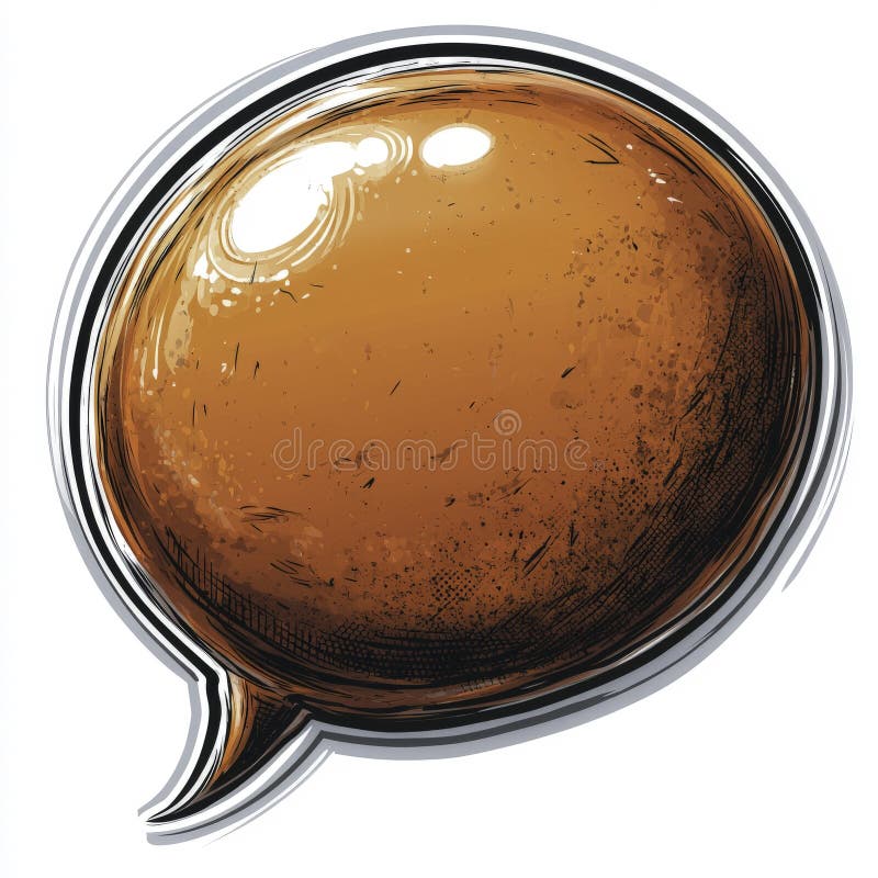 Glossy Orange Speech Bubble with Comic Book Shading and White Outline ...