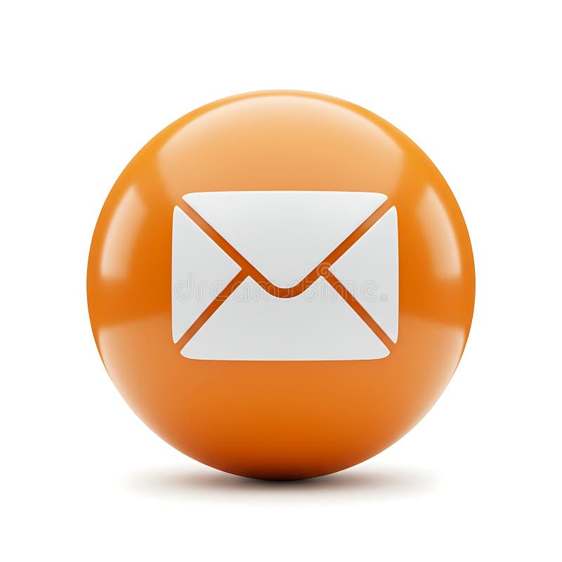 Orange Sphere with Email Icon: 3D Render of Communication Symbol Stock ...