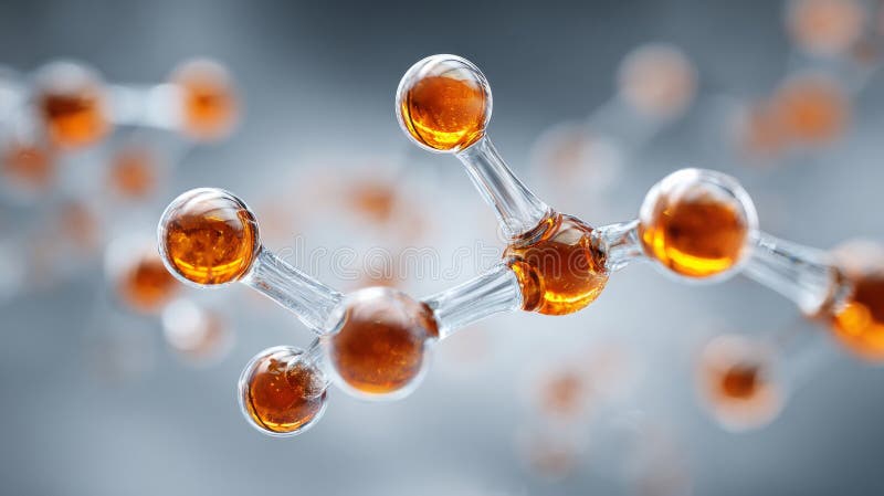 Glossy Orange and White Molecular Structure Biotech Visualization Stock ...