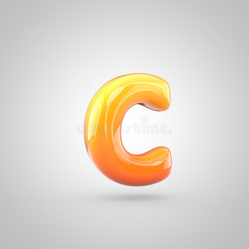 Glossy Orange and Yellow Gradient Paint Alphabet Letter C Lowercase ...