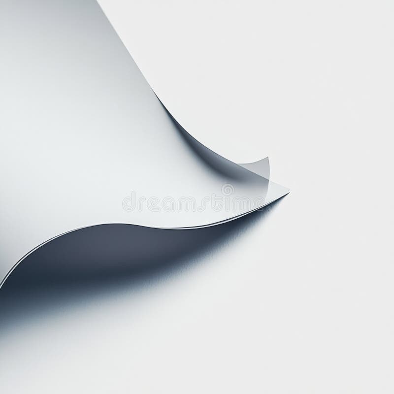 Curled Edge of Glossy Paper Reflecting Soft Light in a Minimalist ...