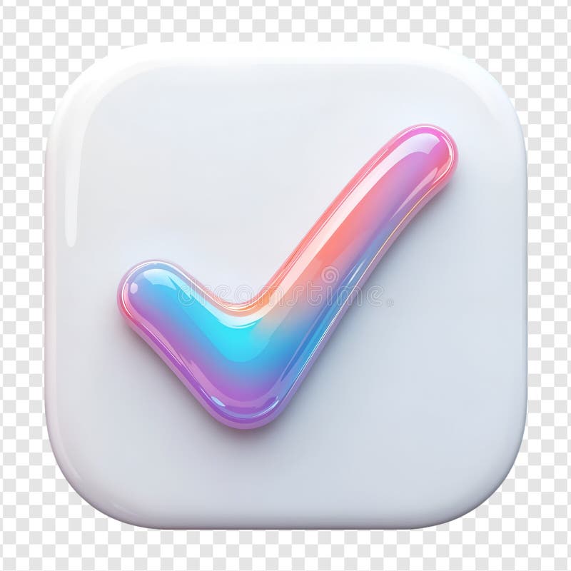 Glossy Pastel Checkmark Icon with Gradient Finish on Transparent ...