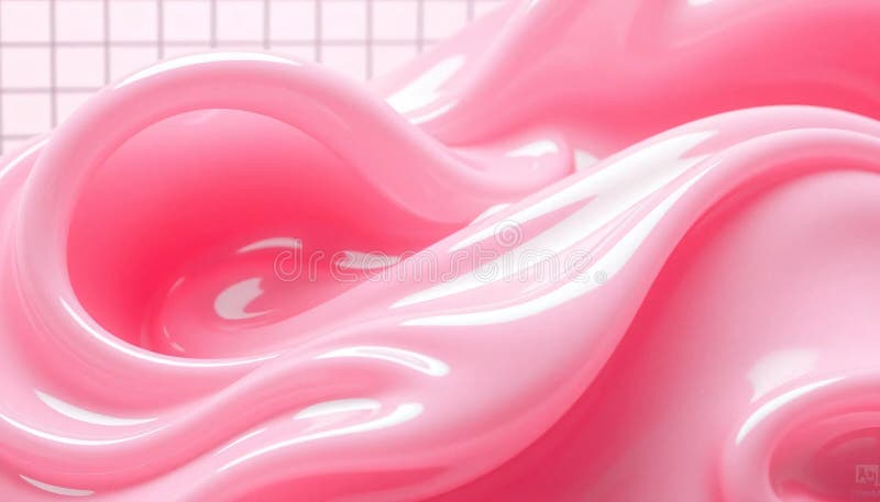 Glossy Pink Abstract Fluid Shape on Grid Background. Generative AI ...