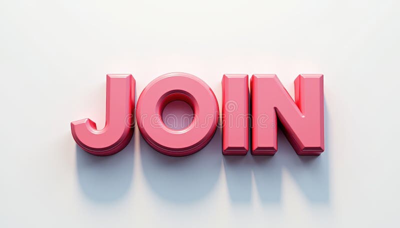 Glossy Pink JOIN Text on a White Background. Stock Illustration ...