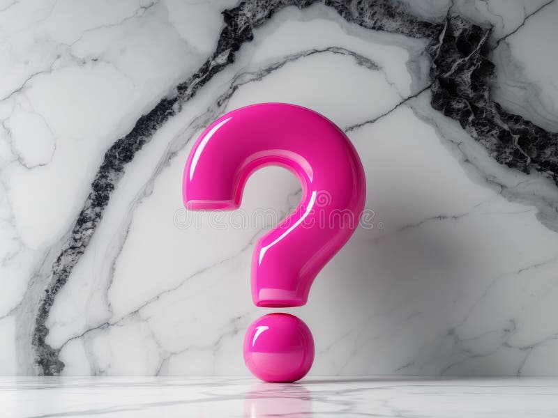Glossy Pink Large Question Mark on a Marble Texture Background Stock ...