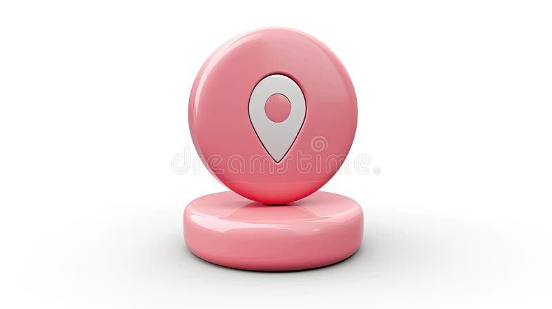 Glossy Pink Map Location Icon on a Pedestal Stock Illustration ...