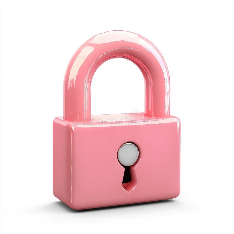 Pink Padlock: Shiny 3D Render of a Closed Lock Stock Illustration ...