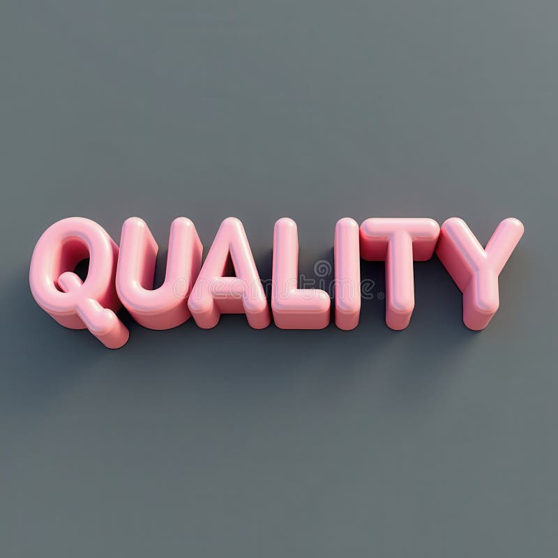 Glossy Pink QUALITY Text on a Gray Background. Stock Illustration ...