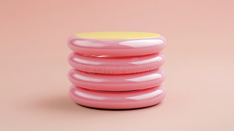 Glossy Pink Rings Stack on Pale Pink Background Stock Illustration - Illustration of commercial ...