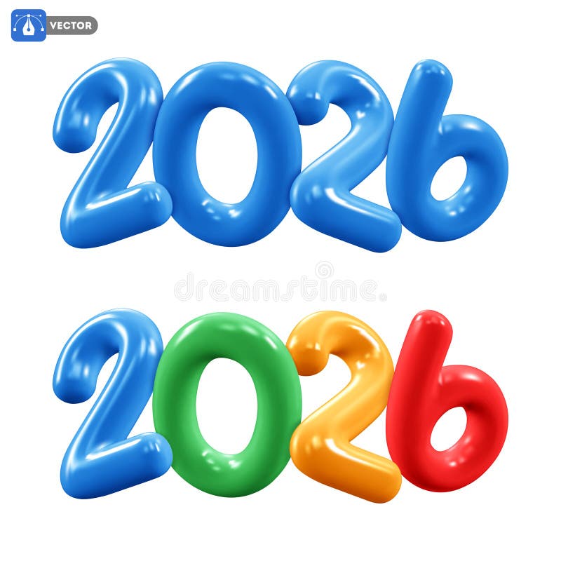 2026 Glossy Plastic New Year Numbers Stock Vector - Illustration of ...