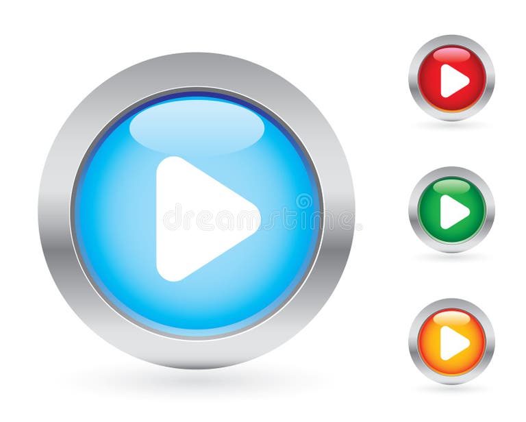 Glossy play button set stock vector. Illustration of yellow - 6787741