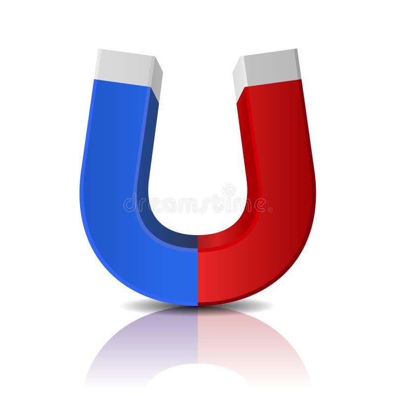 Glossy Polished Red and Blue Magnet on White Background Stock Vector ...