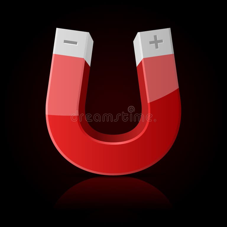 Glossy Polished Red Magnet on Dark Background Stock Vector ...