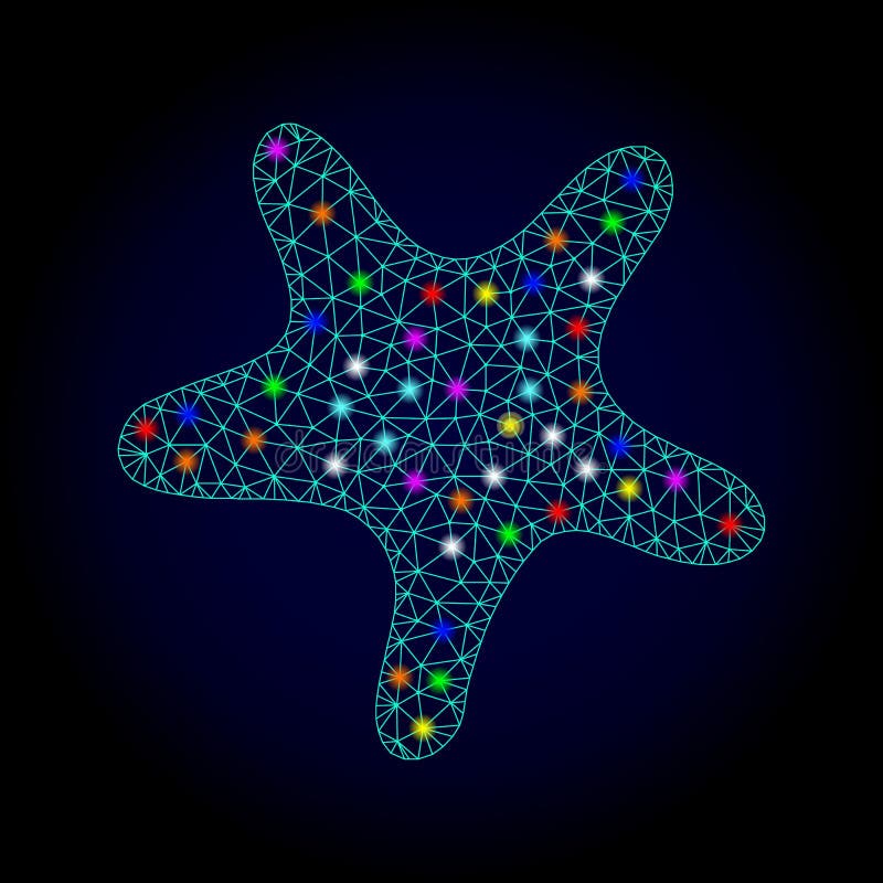 Vector Network Mesh Bent Star with Glowing Spots for New Year Stock ...