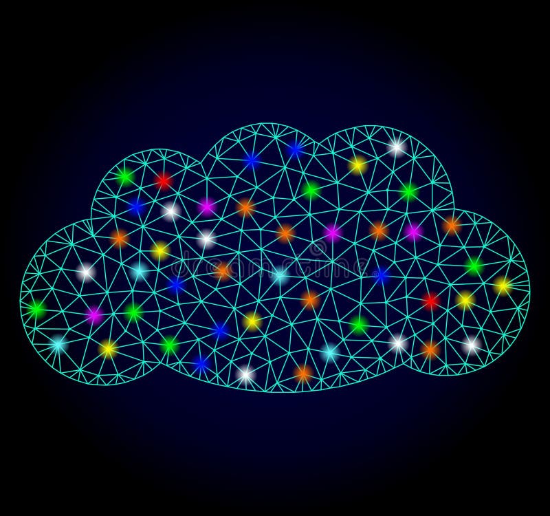 Vector Network Mesh Cloud with Light Spots for New Year Stock Vector ...