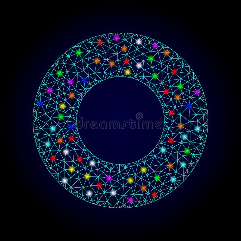 Vector Polygonal Mesh Donut with Glowing Spots for Chistmas Stock ...