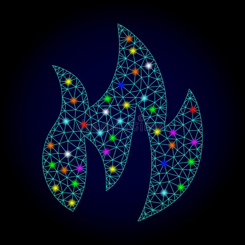 Vector Wire Frame Mesh Fire with Glowing Spots for New Year Stock ...