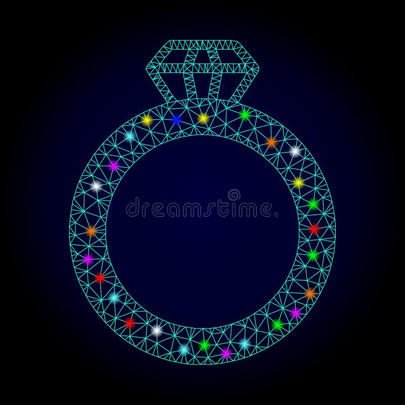Vector Wire Frame Mesh Gem Ring with Light Spots for Chistmas Stock ...