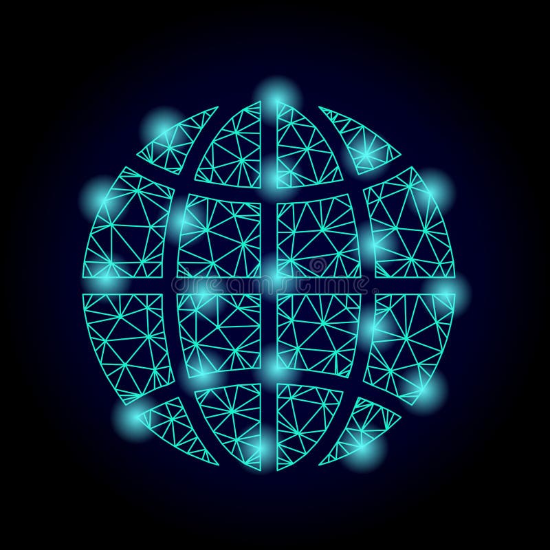 Polygonal Wire Frame Mesh Globe with Light Spots Stock Vector ...