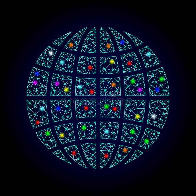 Vector Polygonal Mesh Globe with Glowing Spots for Chistmas Stock ...