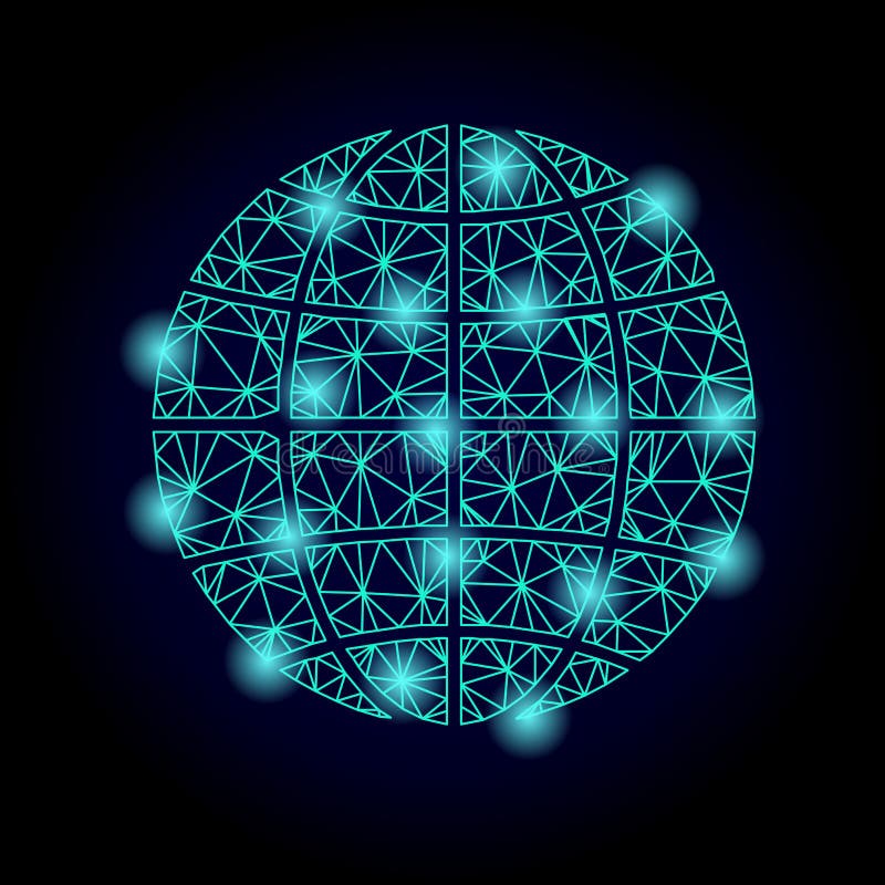 Polygonal 2D Mesh Globe V2 with Light Spots Stock Illustration ...