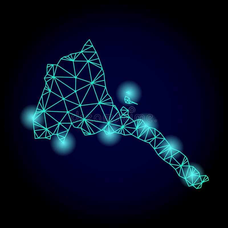 Polygonal Wire Frame Mesh Map of Eritrea with Light Spots Stock Vector ...