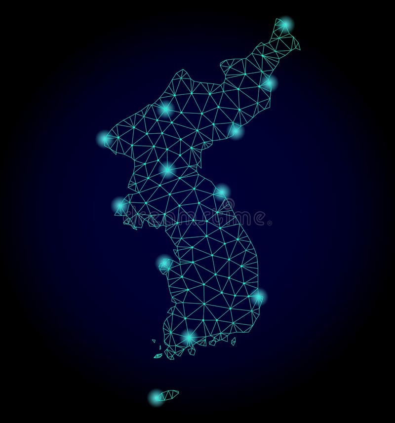 Polygonal 2D Mesh Map of Korea with Light Spots Stock Vector ... Polygonal 2D Mesh Map of Korea with Light Spots Stock Vector ...