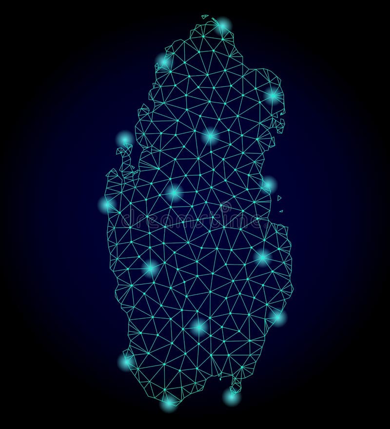 Qatar Map From Abstract Futuristic Hexagonal Shapes, Lines, Points ...