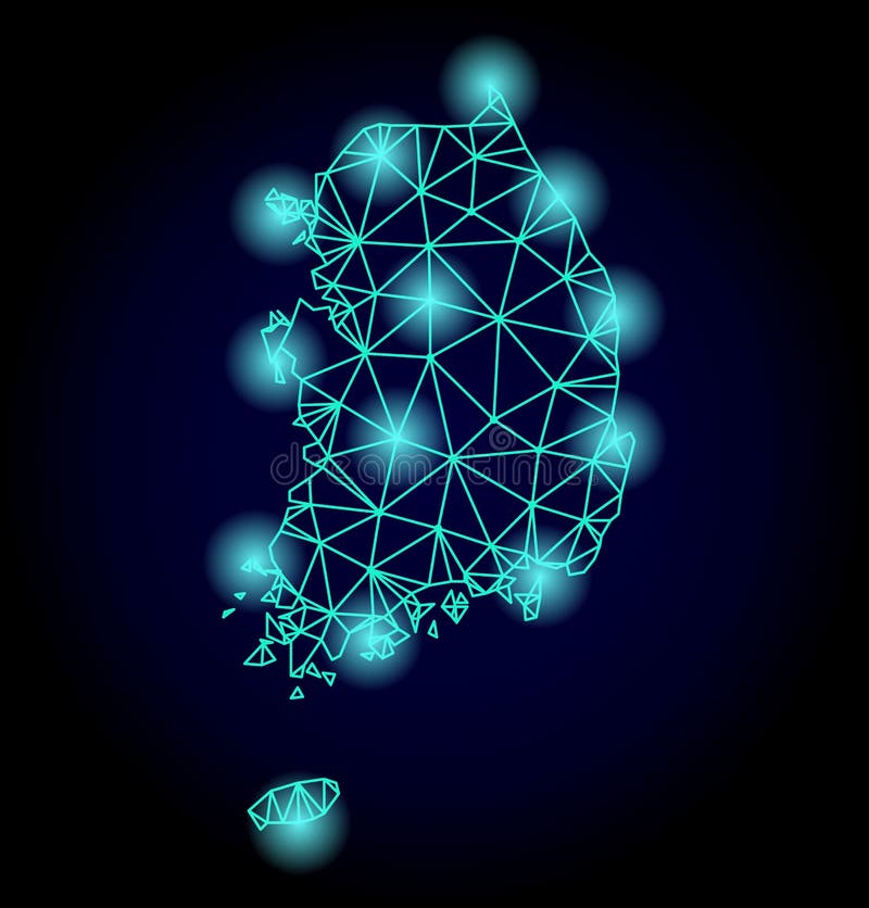 Mesh 2D Map of Korea with Colorful Light Spots Stock Vector ...