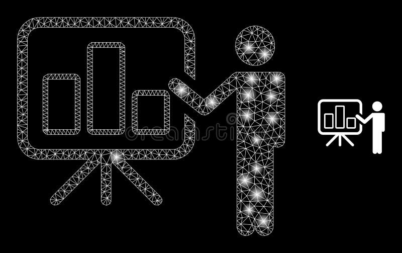 Vector Mesh Net Bar Chart Public Report with Bright Wire Frame Flares ...