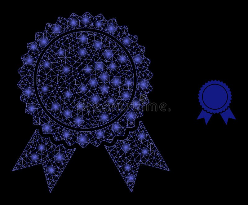 Vector Mesh Web Certificate Seal with Glowing Wire Frame Dots Stock ...