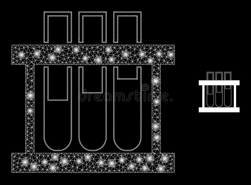 Vector Mesh Net Chemical Test Tubes with Bright Wire Frame Dots Stock ...