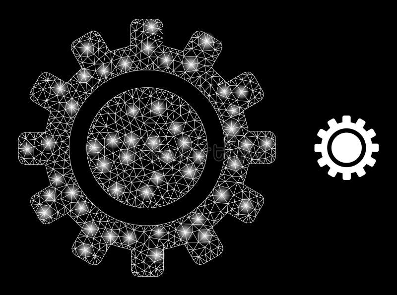 Vector Mesh Web Cog with Bright Wire Frame Dots Stock Vector ...
