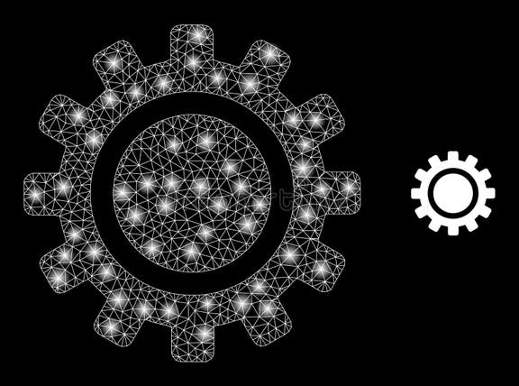 Vector Mesh Web Cog with Bright Wire Frame Dots Stock Vector ...