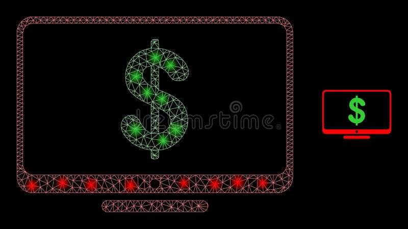 Vector Mesh Web Financial Display with Light Wire Frame Dots Stock ...